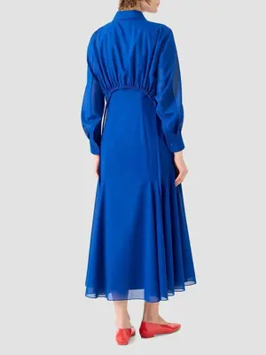 Akris Cotton Voile Back Drawstring Shirtdress