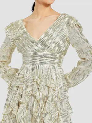 Mac Duggal Ieena Metallic Ruffle Minidress