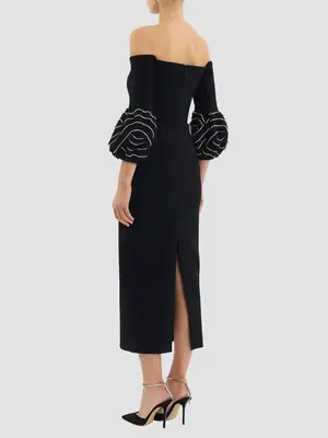 Rebecca Vallance Bellatrix Embellished Off-the-shoulder Midi-dress