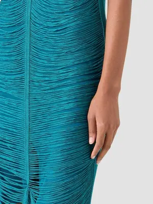 Akris Draped Fringed Silk Sheath Dress