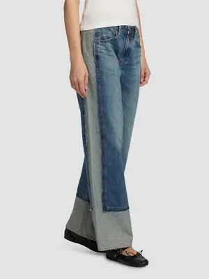Ag Adria Spliced Colorblocked Low-rise Wide-leg Jeans