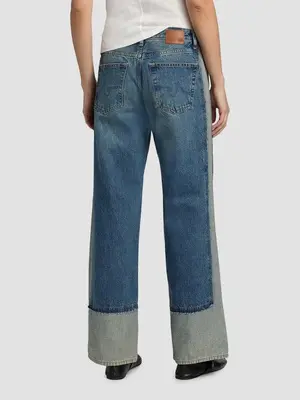 Ag Adria Spliced Colorblocked Low-rise Wide-leg Jeans