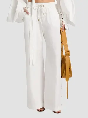 Zimmermann Story Side-button Cotton Track Pants - Ivory