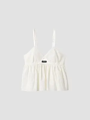 Miu Miu Slubbed Eyelet Poplin Top
