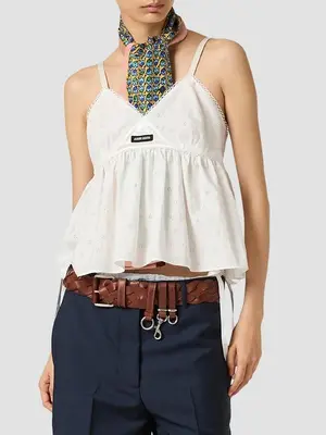 Miu Miu Slubbed Eyelet Poplin Top