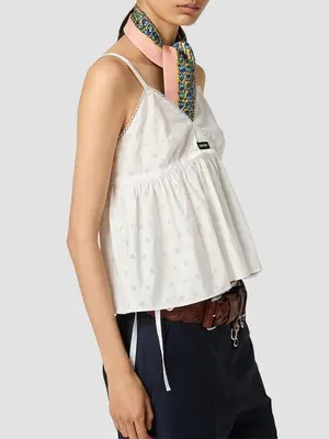 Miu Miu Slubbed Eyelet Poplin Top