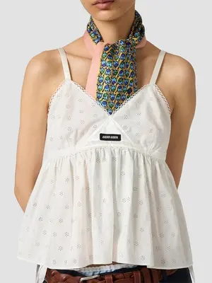 Miu Miu Slubbed Eyelet Poplin Top
