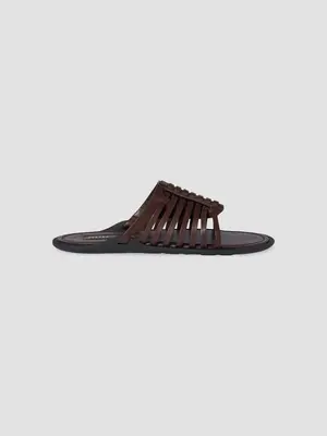 Miu Miu Nappa Leather Slides - Brown