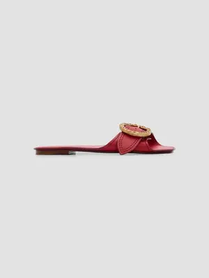 Zimmermann Solena Leather Slip-on Sandals - Cherry