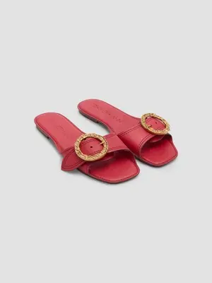 Zimmermann Solena Leather Slip-on Sandals - Cherry
