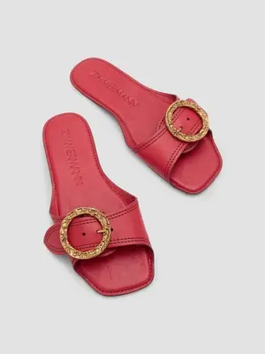 Zimmermann Solena Leather Slip-on Sandals - Cherry