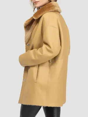 Gorski Merino Shearling Lamb Stroller, Belt - Latte