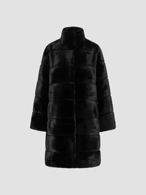 LYLA GRANT Faux Fur Mink Reversible Short Coat - Black