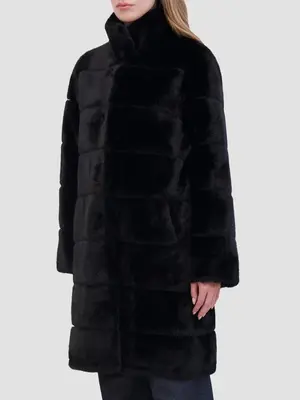 LYLA GRANT Faux Fur Mink Reversible Short Coat - Black