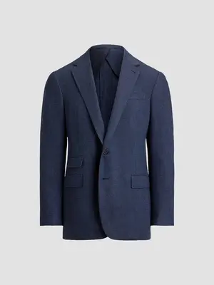 Ralph Lauren Purple Label Houndstooth Wool Single-breasted Sport Coat - Navy