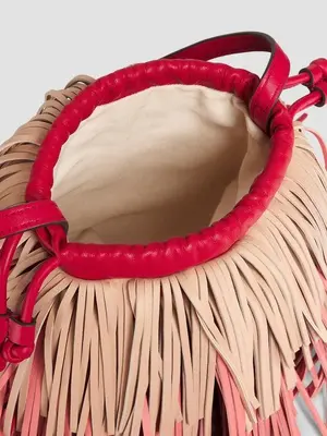 Zimmermann Colorblocked Fringed Leather Crossbody Bag - Pink