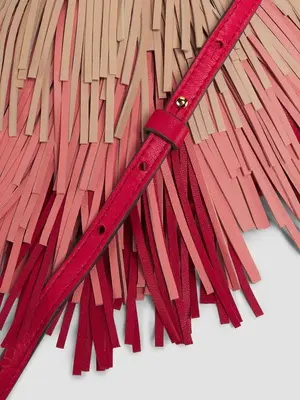 Zimmermann Colorblocked Fringed Leather Crossbody Bag - Pink