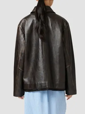 Miu Miu Nappa Leather Jacket - Brown