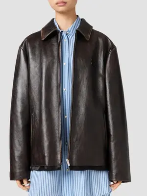 Miu Miu Nappa Leather Jacket - Brown
