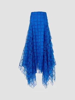 Akris Organza Silk Trapazoid-embroidered Maxi Skirt
