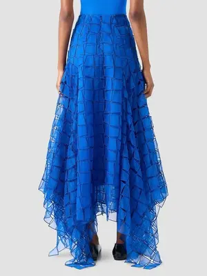 Akris Organza Silk Trapazoid-embroidered Maxi Skirt