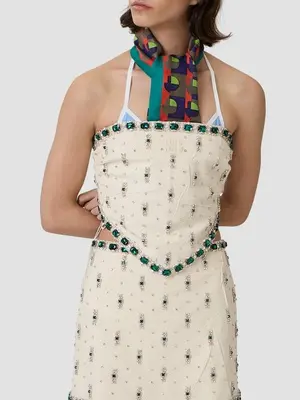 Miu Miu Embroidered Canvas Top