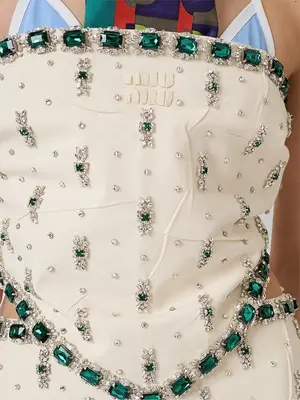 Miu Miu Embroidered Canvas Top