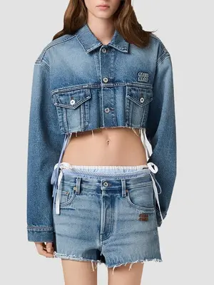 Miu Miu Cropped Washed Denim Jacket