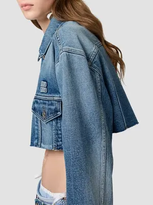 Miu Miu Cropped Washed Denim Jacket