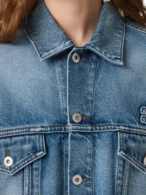 Miu Miu Cropped Washed Denim Jacket