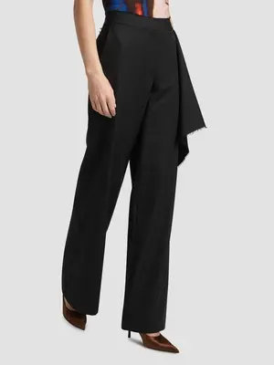 JASON WU Draped Wool-silk Straight-leg Pants