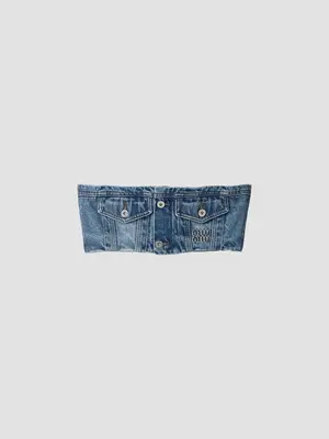 Miu Miu Washed Denim Bandeau Top
