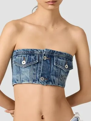 Miu Miu Washed Denim Bandeau Top