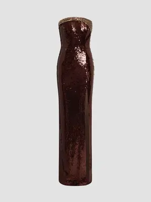 Rebecca Vallance Glimmer Embellished Sequin Strapless Column Gown