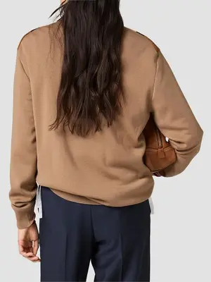 Miu Miu Wool And Suede Sweater - Brown