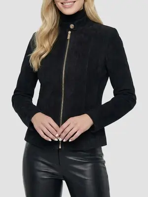 Gorski Select Metis Suede Zip Jacket - Black