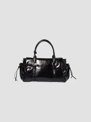 Miu Miu Shiny Leather Top Handle Bag - Black
