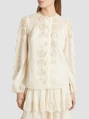 Zimmermann Lucky Embroidered Cotton Blouse