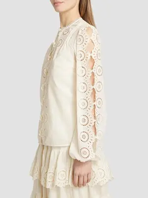 Zimmermann Lucky Embroidered Cotton Blouse