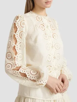 Zimmermann Lucky Embroidered Cotton Blouse