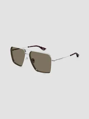 Alexander McQueen Metal Cross-bar 60mm Navigator Sunglasses - Silver