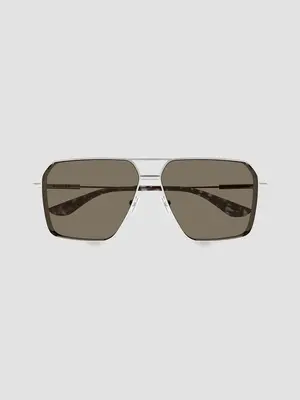 Alexander McQueen Metal Cross-bar 60mm Navigator Sunglasses