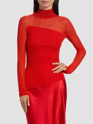 JASON WU Sheer Merino Wool Asymmetric Top