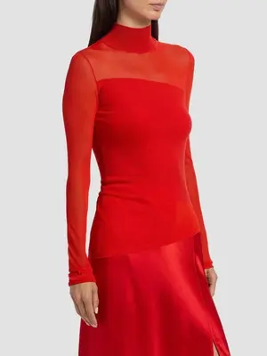 JASON WU Sheer Merino Wool Asymmetric Top