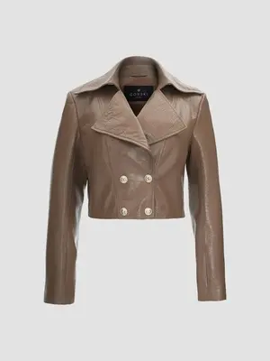 Gorski Select Nappa Leather Croco Embossed Bolero - Camel