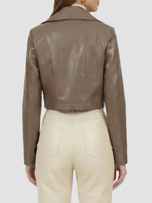 Gorski Select Nappa Leather Croco Embossed Bolero - Camel