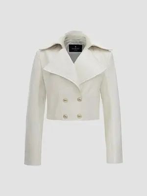 Gorski Select Nappa Leather Croco Embossed Bolero - Ivory