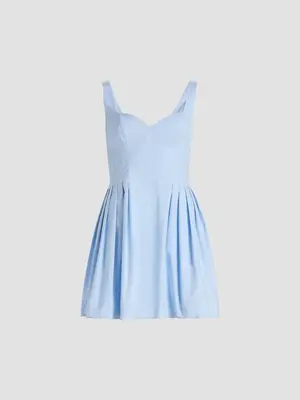 Peixoto Eden Cotton Pleated Minidress - Cloud Blue