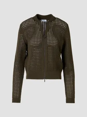 Akris Net Cotton Bomber Cardigan