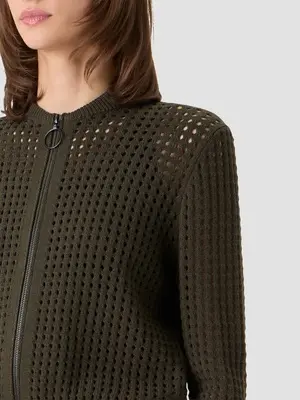 Akris Net Cotton Bomber Cardigan
